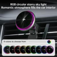 China Magsafe Car Mount Starry Sky Light Effect Fast Heat Dissipation QI2 Fast Charging Magnetic Car Wireless Charging Bracket for sale