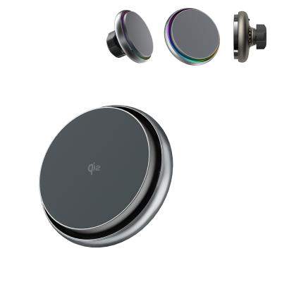 China Adjustable Lighting Modes And High-End Look In Iphone Wireless Charger With CD Pattern Lenses And Metal Frame for sale