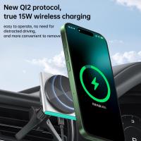 China Iphone Car Charger Super Strong Magnetic Suction 360-Degree Rotation Wireless 9-Color RGB Light Fast Charging for sale