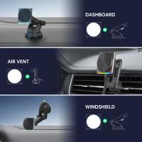 China 360-Degree Rotation Magsafe Car Mount Ultra-Thin Design Metal Material 9-Color RGB Light Effect Fast Charging for sale