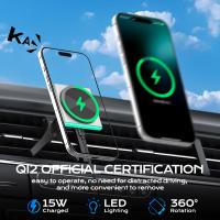 China QI2 Magnetic Car Mount Charger For IPhone 9-Color RGB Light Effect 360-Degree Rotation Fast Charging Ultra-Thin Design for sale