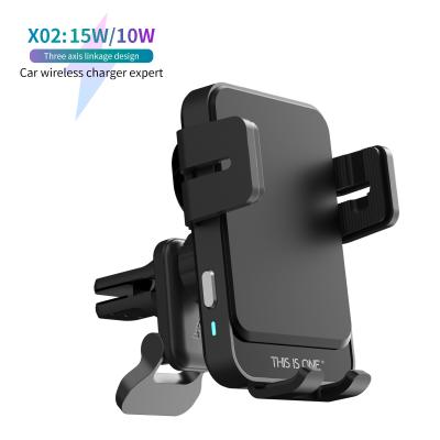 China Auto Clamping Wireless Car Phone Holder with Coil Alignment and Smart Tracking for Universal Compatibility for sale