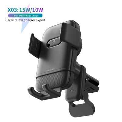 China 15W Fast Charge Wireless Car Charger with Type-C Connection and 12-24V Voltage for iPhone 12 13 for sale