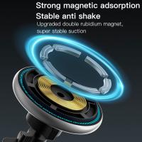 China 12-24V Voltage 1 Year Warranty Type C Connection Magnetic Phone Mount Wireless Car Charger with 360 Degree Adjustable and Cool Lighting Effects for BMW for sale