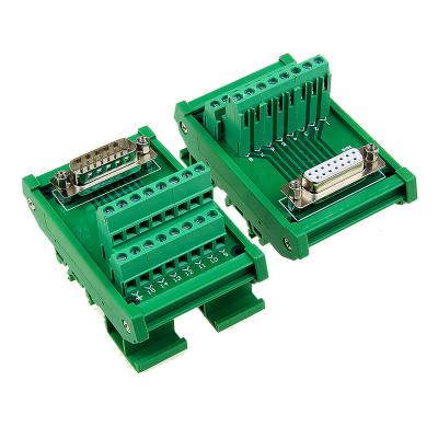 China DB15 Single End Connectors D Sub 15 Pin Terminal Block Breakout Board DIN Rail for sale