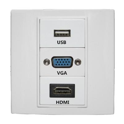 China VGA HDMI USB Multimedia Faceplate Wall Plate Outlet Terminal Block Socket Panel for sale