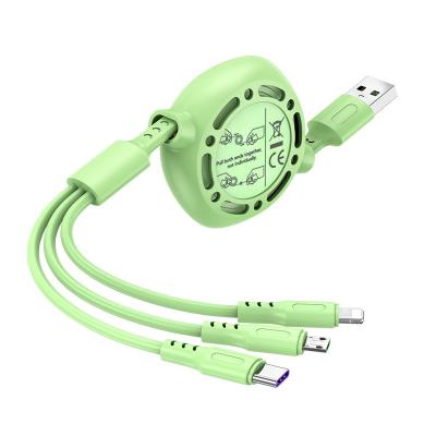 China Fast Charging Cable USB Type C 5A Data Charge Liquid silicone Cord Extractable 20cm to 100cm for sale