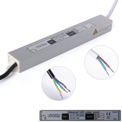 China DC 12V 30W Lighting Transformer Waterproof LED Driver Power Supply IP67 Input AC170-250V Adapter for LED Strip for sale