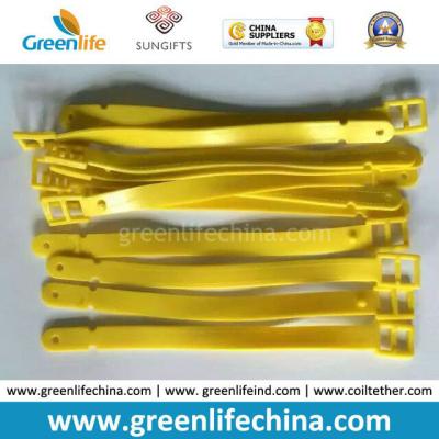China New Fashionable Solid Yellow Tape Shape PVC Luggage Tag Loop for sale