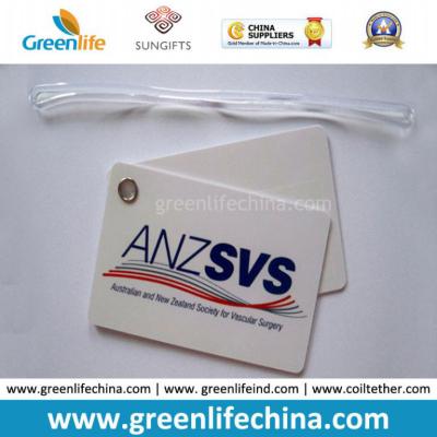 China Classic White Logo Imprinted Hard PVC Promotional Name Tag& Loop for sale