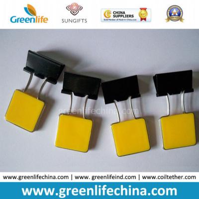 China Yellow Square Plastic Handle Metal Binder Paper Clip Office Using for sale