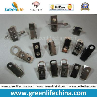China Metal ID Badge Holder Bulldog Clip W/Safety Pin for Lanyard for sale