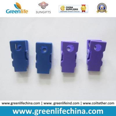 China Solid Blue/Purple One Hole Plastic ID Badge Holder Clip for sale