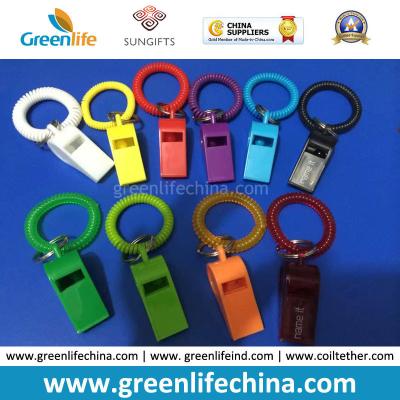 China Colorful Plastic Sport Whistle W/Custom Printing Wristband Fastener for sale