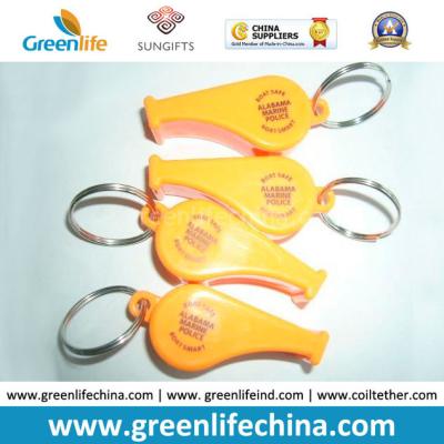 China Promotional Custom Outdoor Plastic Whistle Gifts W/Key Ring Connected for sale