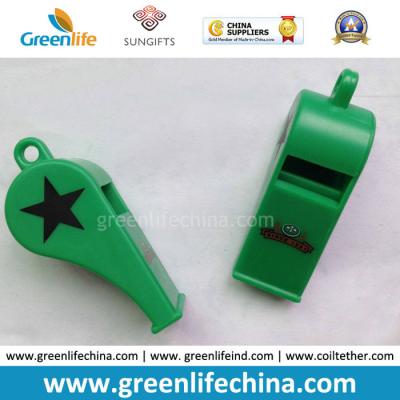 China Customized Solid Green Sport Party Whistle W/Star Printing on Sides for sale