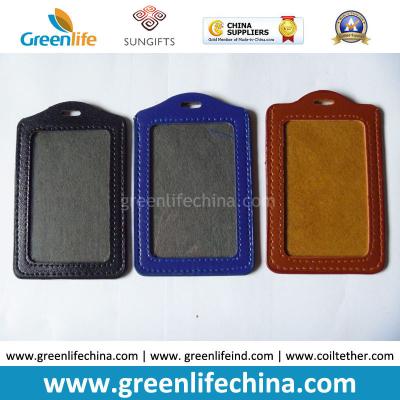 China Office Name Badge Leather Badge Holder Soft ID Badge Pocket for sale