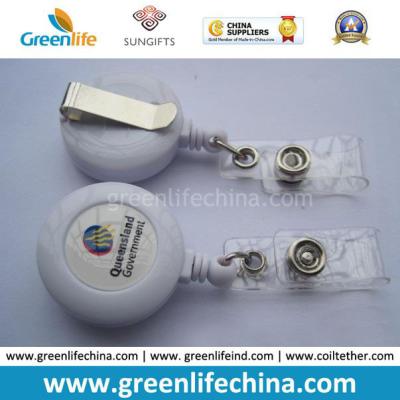 China China Factory Supply Hot Selling White Round Retractable Reel W/Logo for sale