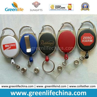 China Custom Plastic Oval Colorful Carabiner Badge Reel Promotional Items for sale