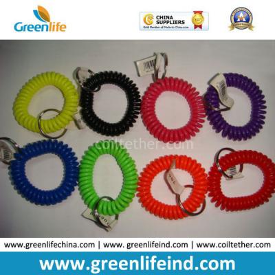 China Different Colors Plastic Spring Wrist Strap Coil Retainer Fashion Accessories for sale