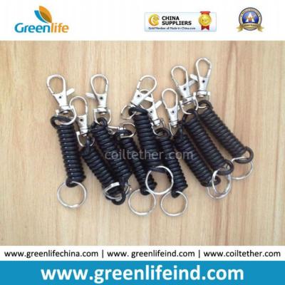 China Retractable Mini Short Black Plastic Coil Tether Schoolbag Whistle Pendant Leashes for sale
