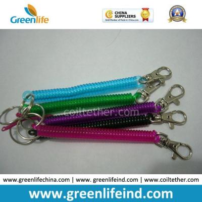 China Plastic Expanding Spiral Key Chain in Translucent Colors for sale