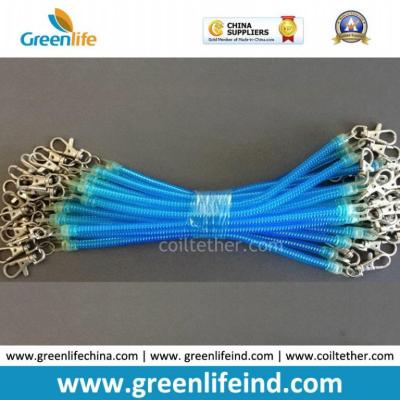 China Transparent Blue Slim Coiled Bungee Cord Lanyard W/Hooks 2PCS for sale