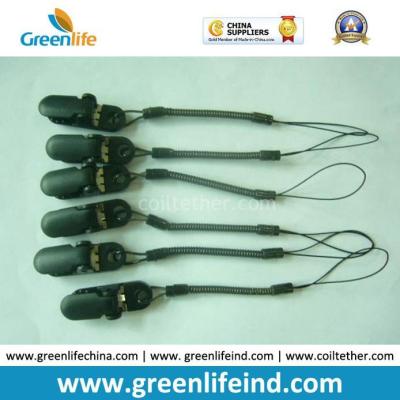 China Plastic Customized Green Expandable Coil Key Holder W/Alligator Clip for sale