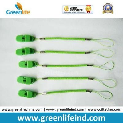 China Green Big Plastic Alligator Clip with Slim Coil Cord Anti Wind Rope for Hat for sale