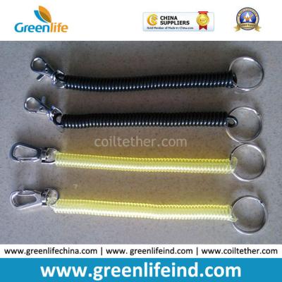 China Plastic Flex Retainers Key Coil with Metal Swivel Hook&Ring for sale
