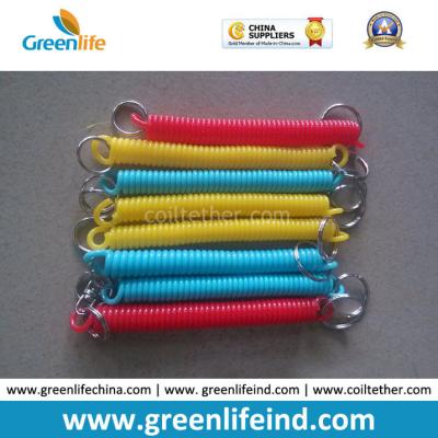 China Multi Colors Plastic Safe Spring Strings Coiled Key Chains for sale