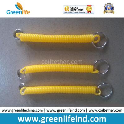 China Plastic Stretchable Coil Key Holder in Solid Yellow Color for sale