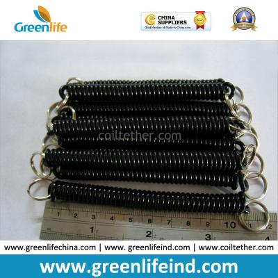 China Plastic Spiral Elastic Coil Cord Black Color W/Key Rings2pcs for sale