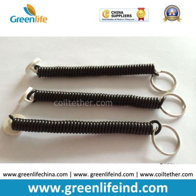 China Expandable Spring Coil Key Holder W/Split Ring&Round Sticker for sale