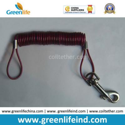 China Strong Stainless Steel Coil Secure Lanyard Cable Red Color for sale