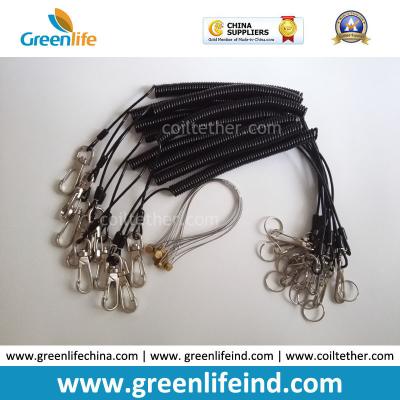China Multi-Purpose Steel Spring Flexi Coil Lanyard Cable W/Snap Hooks for sale