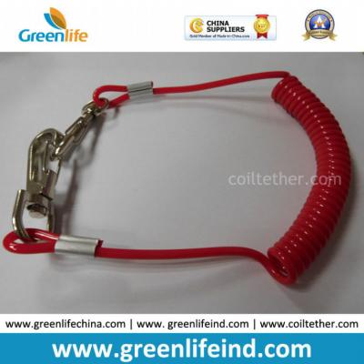 China Solid Red Spiral Coil Tool W/Hooks Tether 4mm Cord Dia for sale