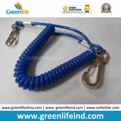 China Solid Blue Plastic Elastic Spring Belt Coil Bungee Lanyard for sale