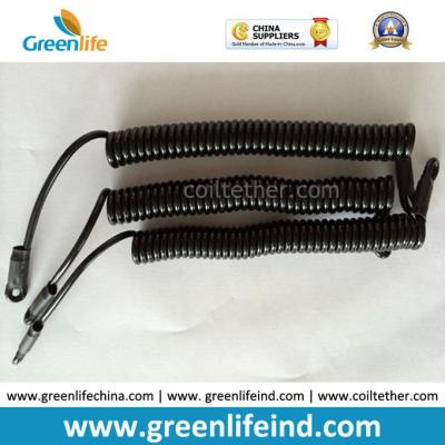 China Retracted Black Short Length Coiled Tool Coiled Lanyard for sale
