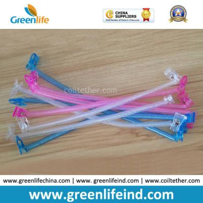China Fashion Transparent Clear/Blue/Pink Protection Coil Leash W/Clips for sale