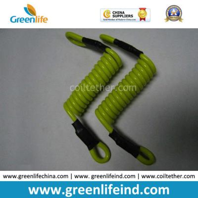 China Short Strong Green Plastic Tooling Coil Lanyard Cable for sale