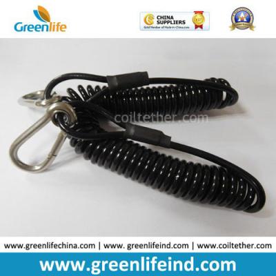 China Anti-Drop Coil in Black Reinforced Tool Lanyard W/Carabiners for sale