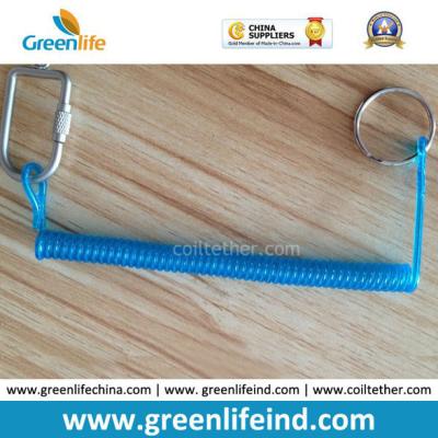 China Trasparent Blue Retention Rope W/Rectangle Cabiner&Split Ring for sale