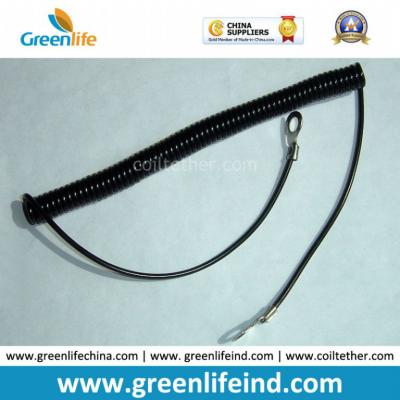 China Plastic Black Elastic Tape Coiled Lanyard Holder Protect Avoid Missing for sale