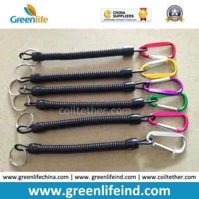 China Black Spiral Fishing Pliers Coled Lanyard W/Key Ring&Carabiner for sale