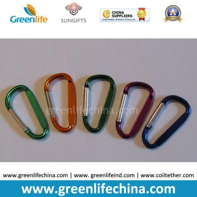 China Promotional gifts aluminium D-shaped camping carabiner different colors available in stock for sale