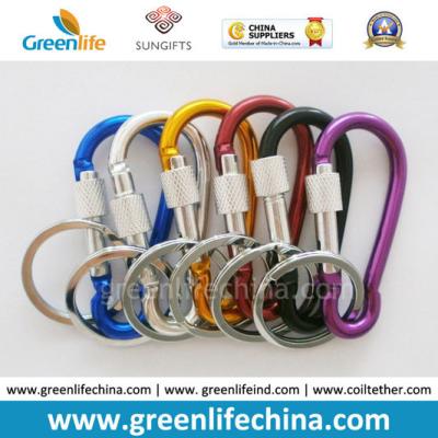 China Aluminum metal climbing carabiners with split key rings for sale