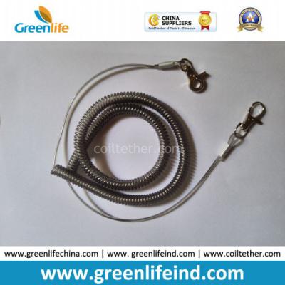 China 8m Long Quality Real Steel Coil Fishing Lanyard Rope Gray for sale