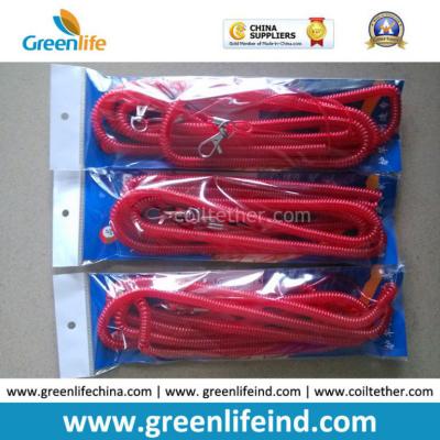 China 10m Lobster Clasp Hook Red Flexible Fishing Safety Coiled Lanyard for sale