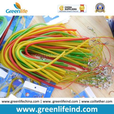 China Promotional Colorful Wire Core Spiral Cord Fishing Tool Lanyard for sale